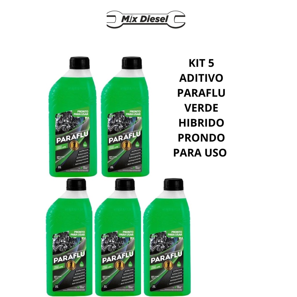 Kit 5 aditivo paraflu verde Hibrido pronto para uso | Shopee Brasil