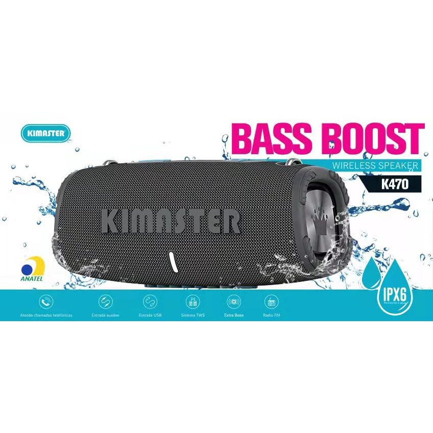 Caixa De Som Kimaster K400 Portátil Original Resistente À Água Ipx6 ...