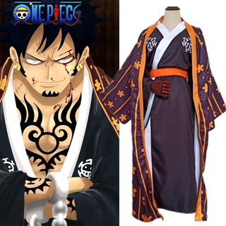 One Piece Anime Trafalgar D Water Law Cosplay Costume Kimono Robe ...
