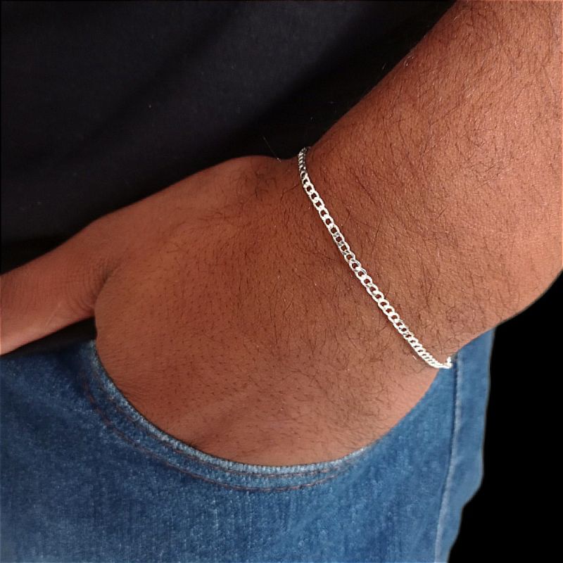 Pulseira Masculino Veneziana 2mm Banhada A Prata 925 20Cm | Shopee Brasil