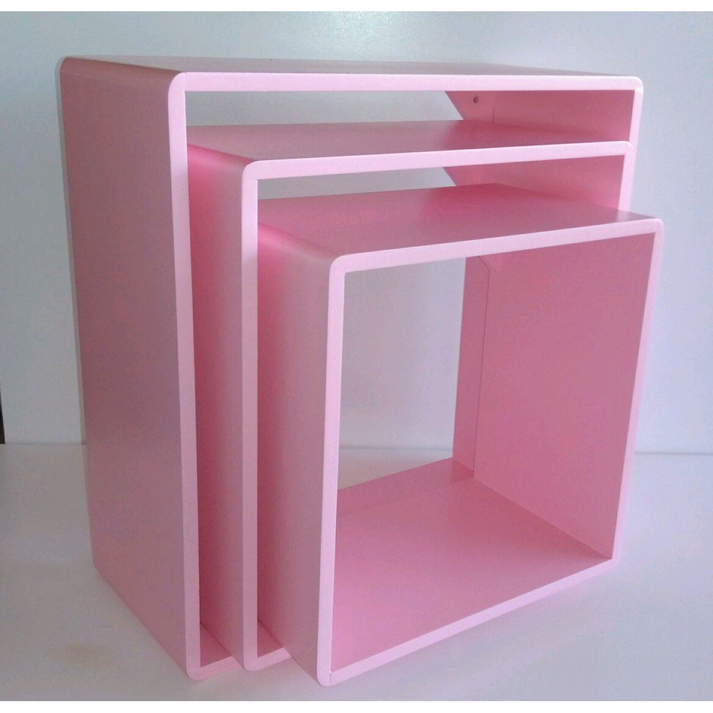 Kit Trio de Nicho Mdf Rosa; Decoração; Quarto Menina; MDF Pintado ...