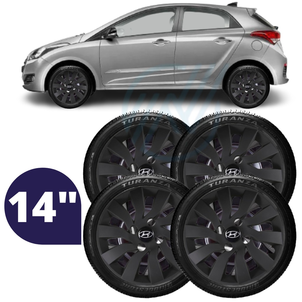 Jogo 4 Calota Esportiva Street Aro 14 Preto Fosco Hyundai Hb20 Hb20s ...