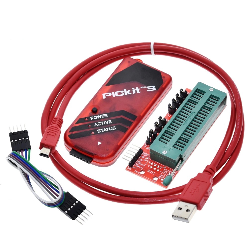 Programador de Pic Compatível com Pickit 3 com Cabo USB e Adaptador Zif | Shopee Brasil