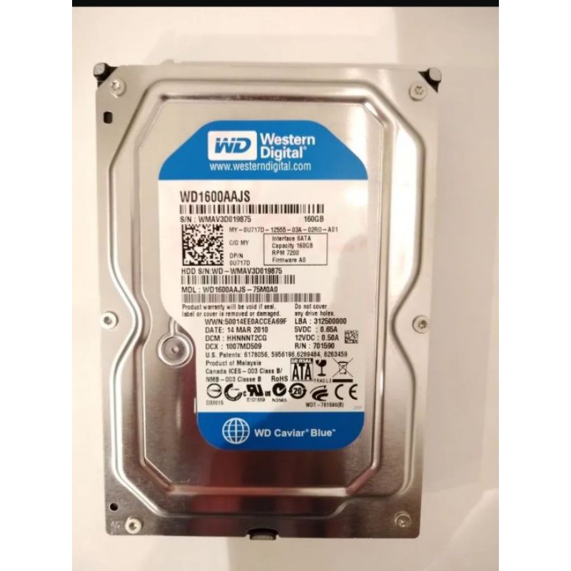 HD PARA PC 160GB WESTERN DIGITAL BLUE MOD:WD1600AAJS. | Shopee Brasil
