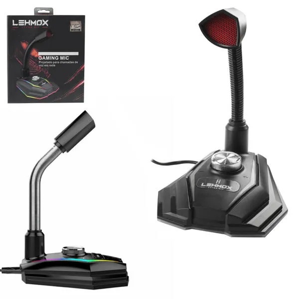 Microfone Gamer de Mesa Plug & Play RGB com Usb Gaming Mic profissional ...