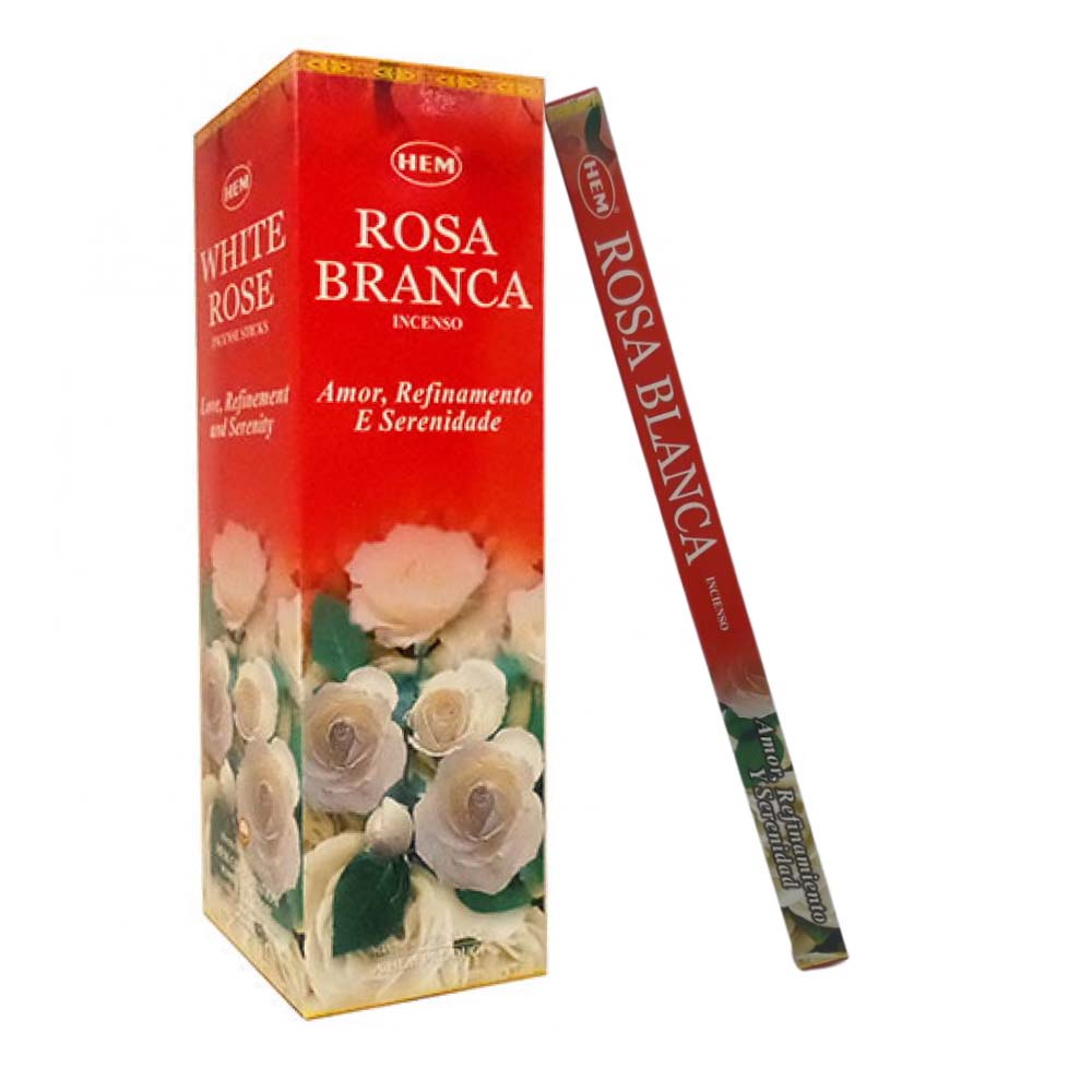 Incenso Natural HEM - Rosa Branca 8 Varetas | Shopee Brasil