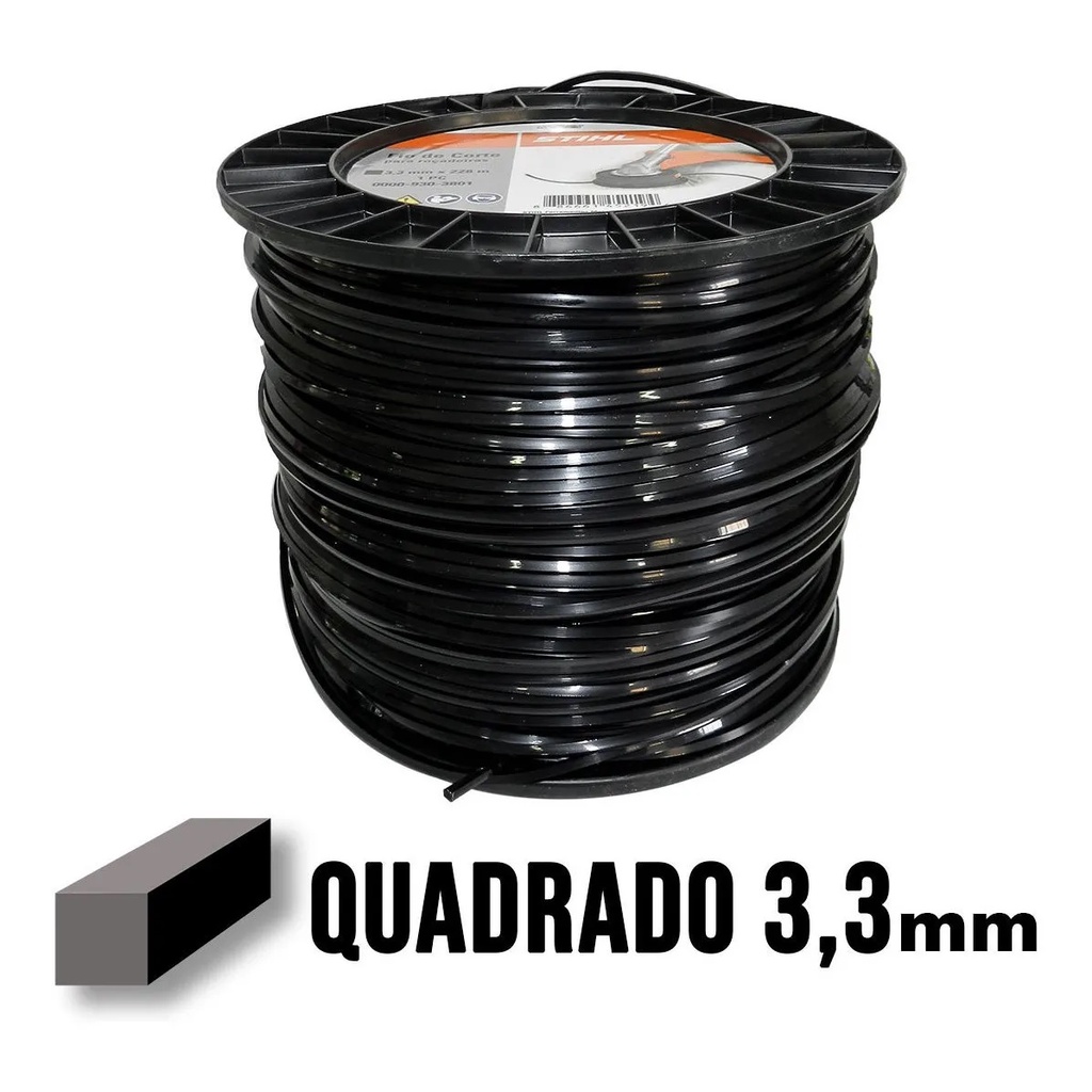 Bobina Fio De Nylon Quadrado 3,3mm X 228 metros Preto Stihl | Shopee Brasil