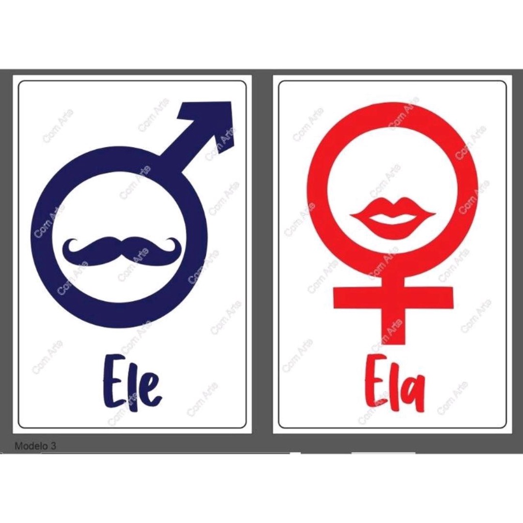 Kit 2 Placas Decorativas Banheiro Ele Ela | Shopee Brasil