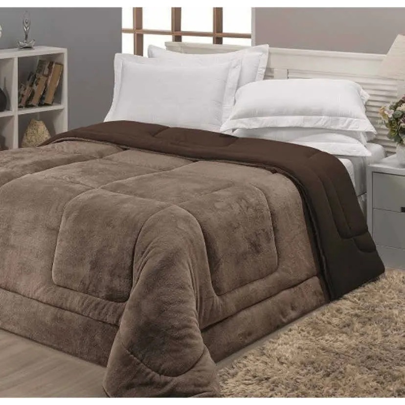 Coberdron Casal Queen Malha Felpuda Edredron Dupla Face - Líquida ...