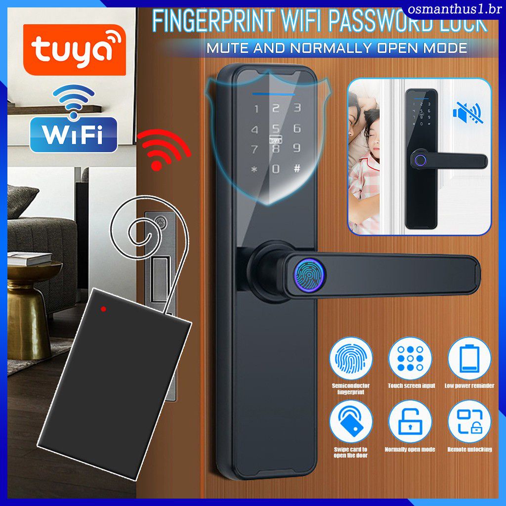 Tuya wifi eletrônico fechadura da porta inteligente impressão digital ...