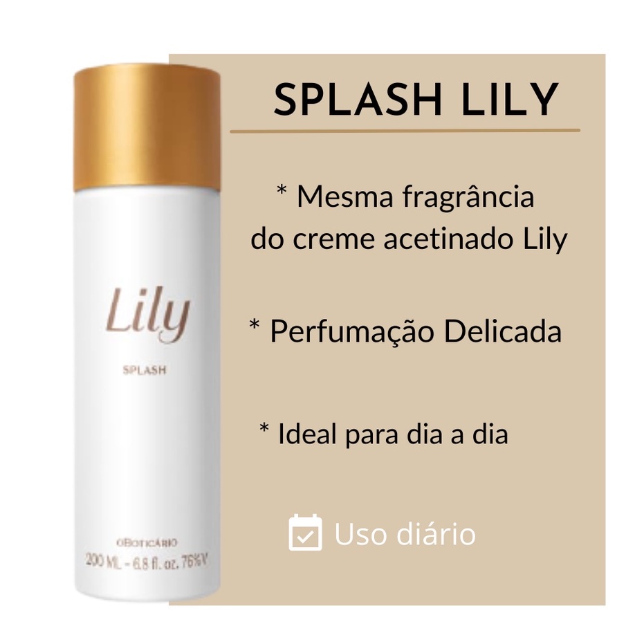 Body Splash Lily 200ml O Boticário Lançamento | Shopee Brasil