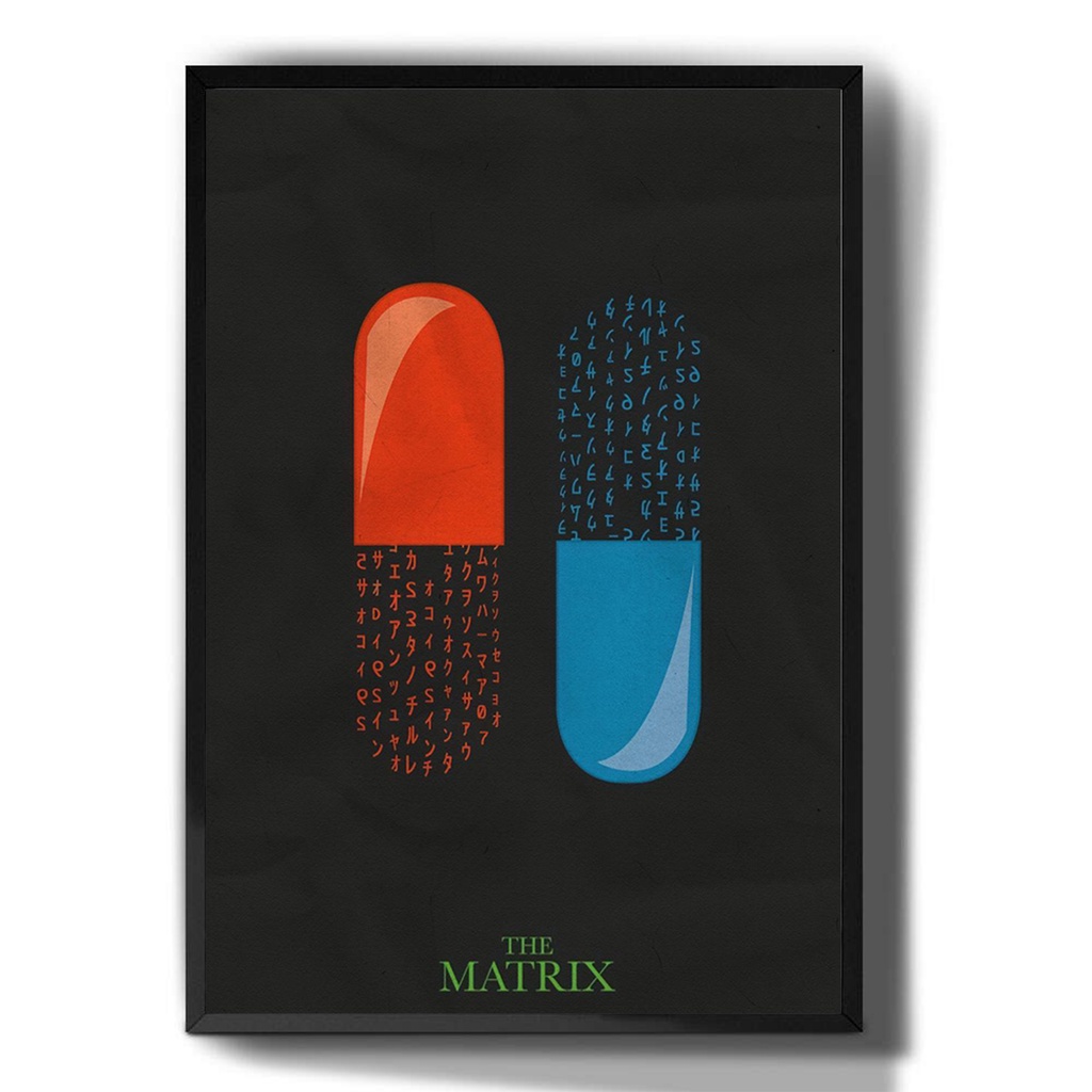 Quadro decorativo Emoldurado The Matrix Filme Capa Pilulas arte para ...