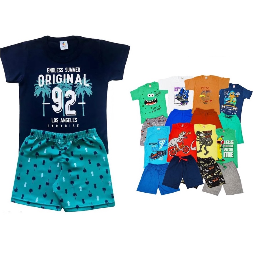 Conjunto camisa e Shots Masculino Infantil Preto Outras Cores 100% Qualidade Veja ! | Shopee Brasil