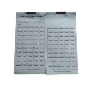 Cartela de rifa 100 Nomes- Pacote 50 Unidades-Cartela Branca-CoresVariadas-Cartela da sorte ...