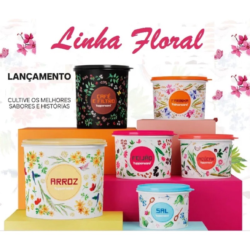 Tupperware Tupper Caixa Linha Floral Mantimentos Essenciais, Café ...