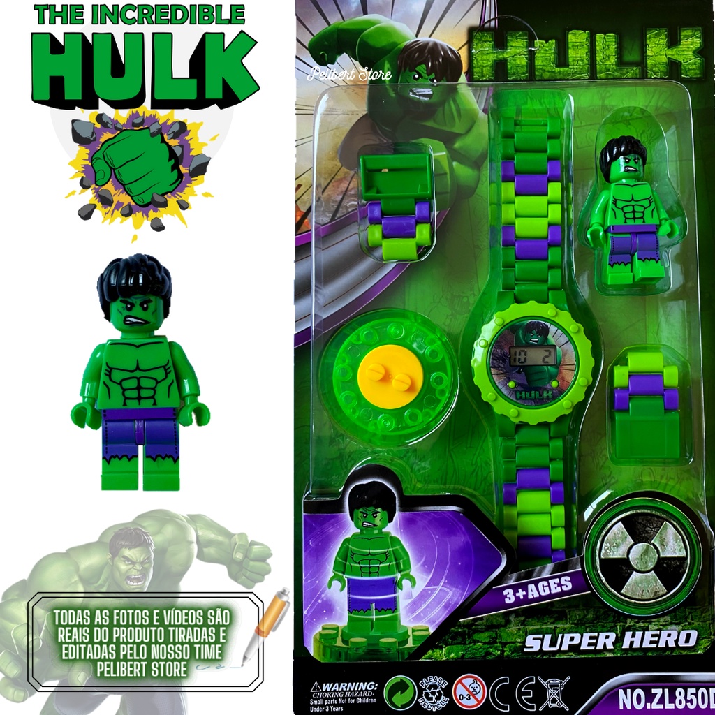 Relógio Infantil Digital De Super Herois Boneco Lego Do Hulk | Shopee ...