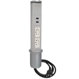Torre Tomada Embutir Totem 2 Tomada Eletrica 20A 2 USB multi plug Mesa ...