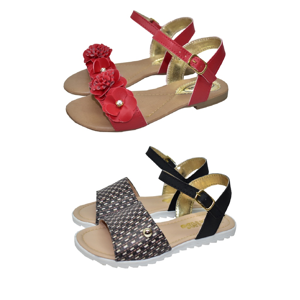 Sandalia Feminina Menina Infantil Rasteira Kit 2 Pares do 29 ao 34 ...