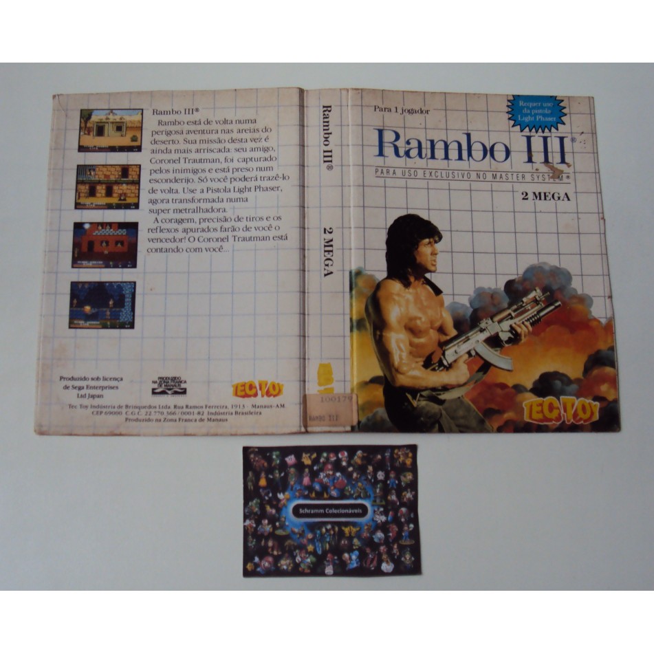 Caixa original Tec Toy recortada - Rambo III - Master System - Usado ...
