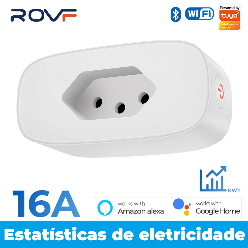 ROVF | Adaptador Tuya Plug Smart Adapter 16A Com Monitor Temporizador ...