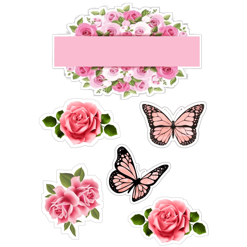 Topo de Bolo Topper de Bolo Flores E Borboletas | Shopee Brasil