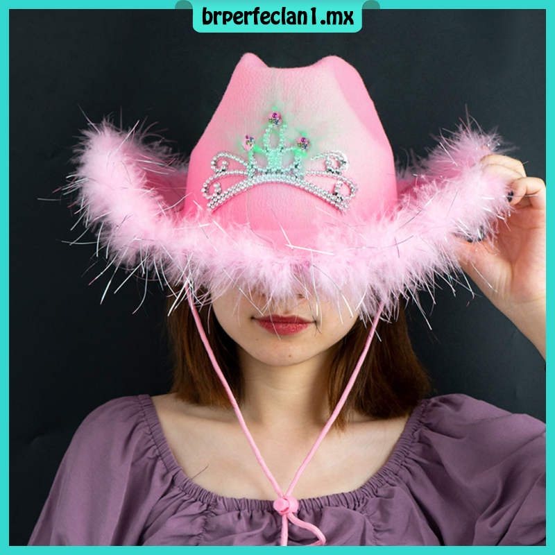 (NEW) Chapéu De Cowboy Rosa-Princesa Cowgirl Com Coroa Tiara Design ...