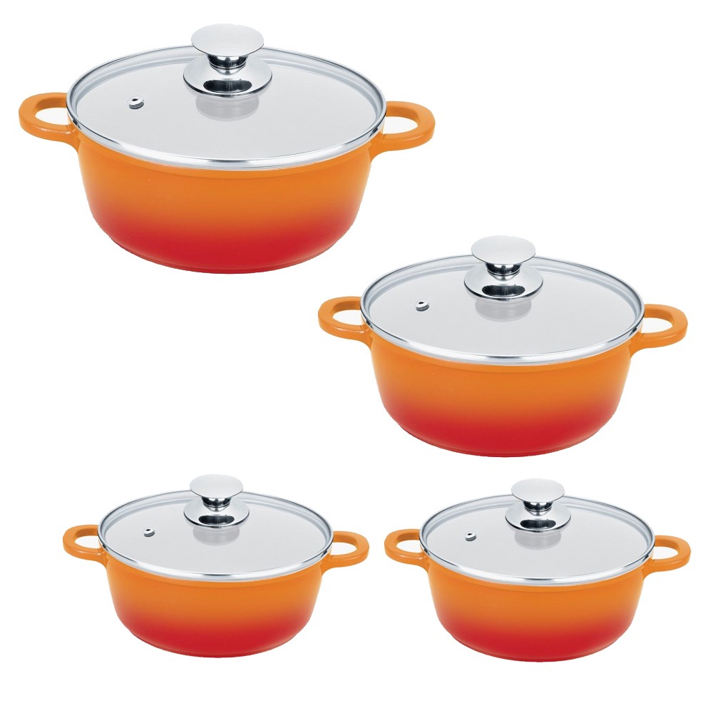 Conjunto Kit Jogo 4 Panelas Revestimento Ceramico Laranja Cook Max ...