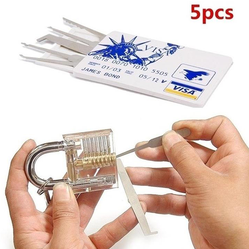 tututrain 5pcs Credit Card Lock Pick Set-Locksmith Tools Lockpick With ...