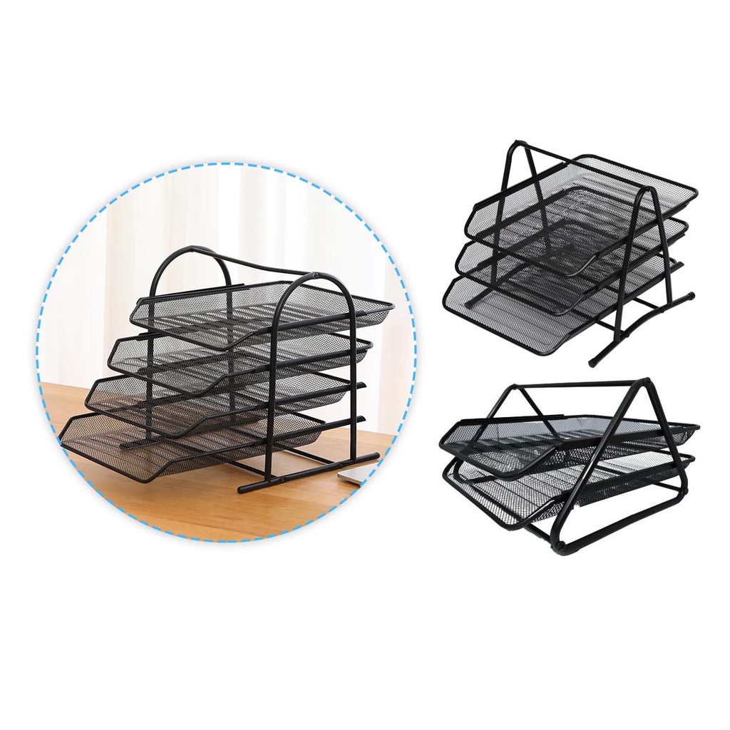 Organizador De Mesa Bandeja Porta Documentos Papel Escritório Com 2/3/4 Prateleiras LR-0052 ...