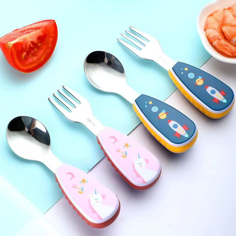 304 Cabo Curto De silicone Para Crianças De Desenho Animado Colher Bebê ...