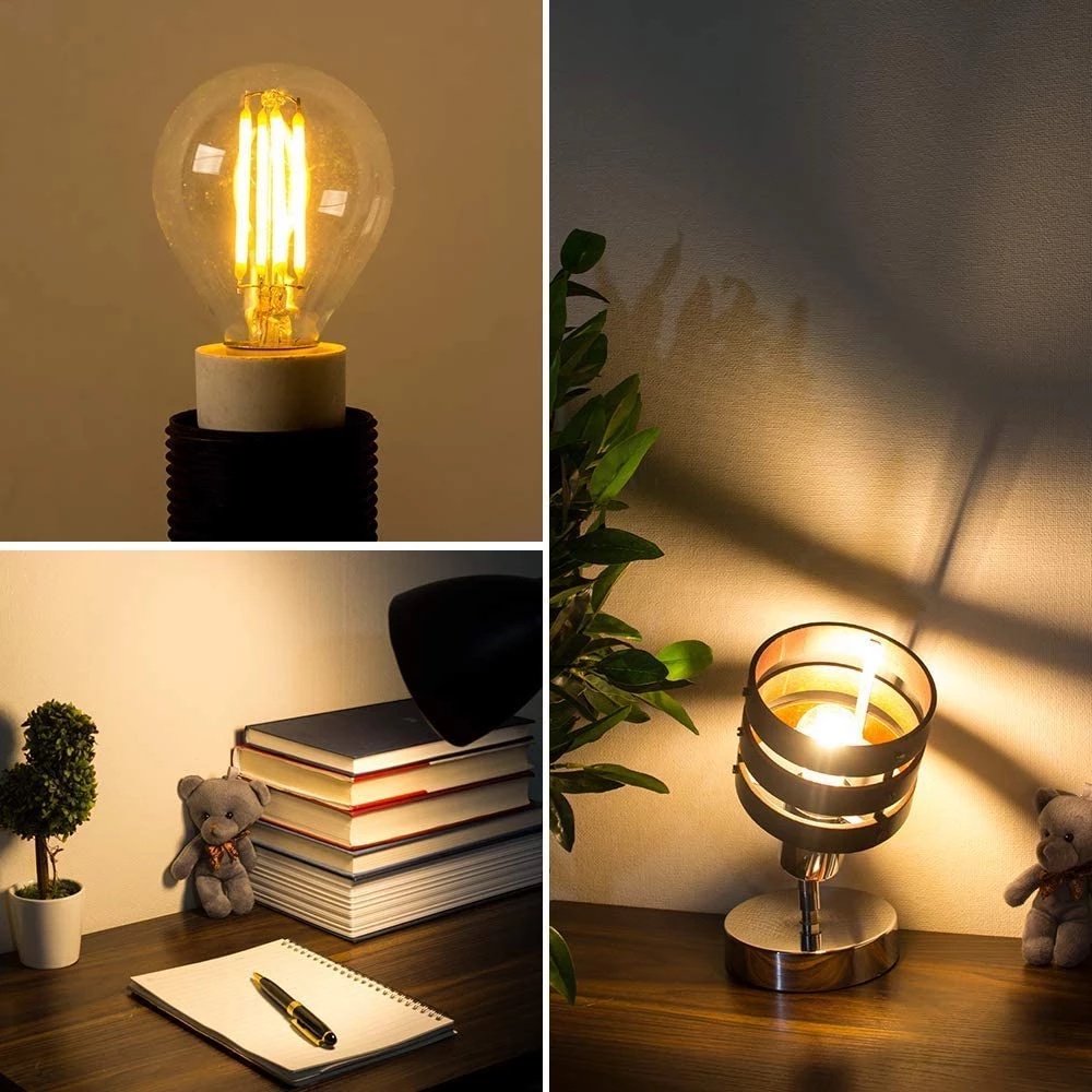 Lampada de LED Filamento Bulbo G45 AMBAR 2W E27 BIVOLT - Escorrega o Preço