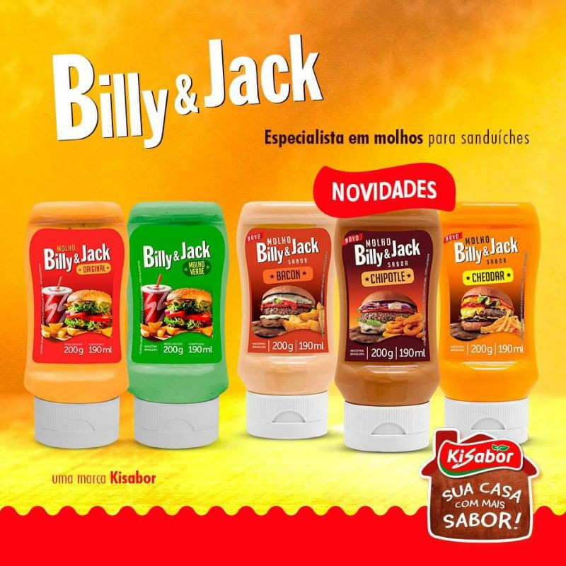 Molho Billy e Jack Original / Maionese Kisabor 200g / 365g / 380g (Big ... Molho Billy e Jack Original / Maionese Kisabor 200g / 365g / 380g (Big ...