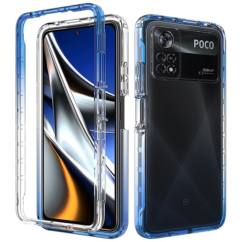 Capa Traseira Transparente Híbrida Anti-Impacto Degradê De Corpo Inteiro Para Xiaomi Poco X4 Pro ...
