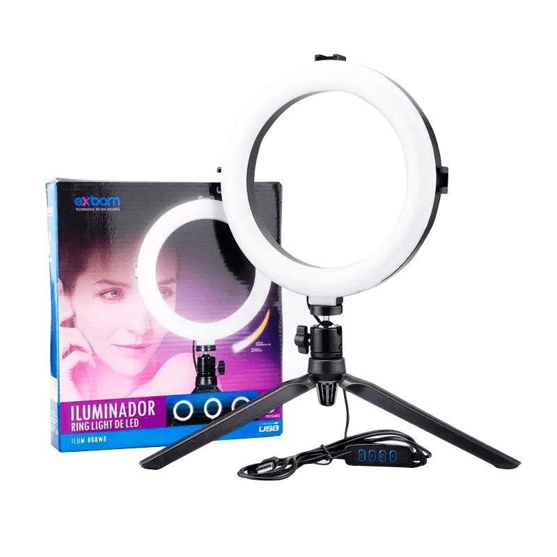 ILUMINADOR RING LIGHT 8 POLEGADAS - 20CM COM TRIPE PARA MESA E SUPORTE PARA CELULAR IDEAL PARA ...