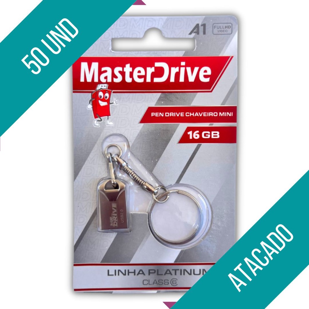 Kit 50 Mini Pendrive 16GB ATACADO Tipo Chaveiro - Linha Platinum MasterDrive Original | Shopee ...
