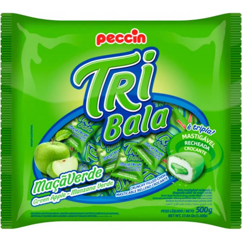 TRI BALA SABOR MAÇA VERDE 500G PECCIN | Shopee Brasil