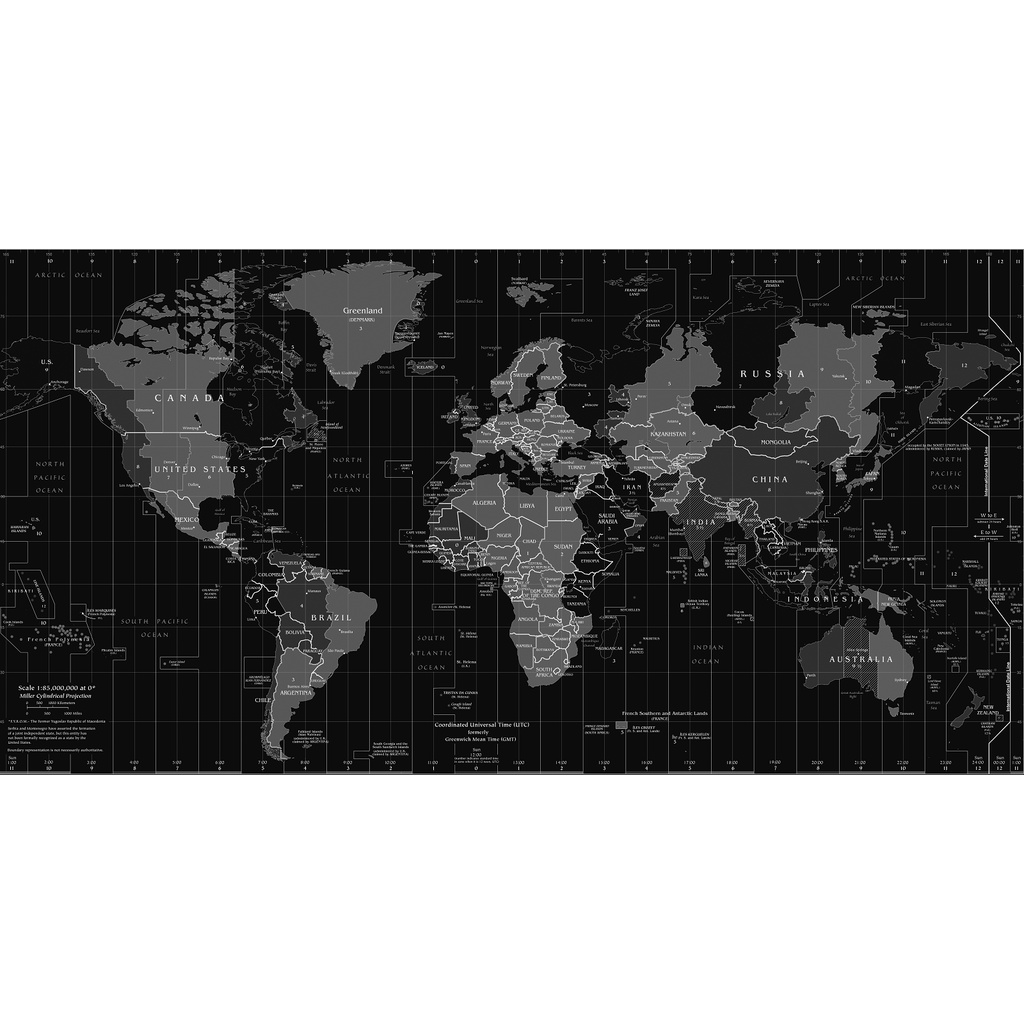 Mouse pad Gamer em Neoprene Sublimado com Mapa Mundi Preto (58 cm x 30 ...