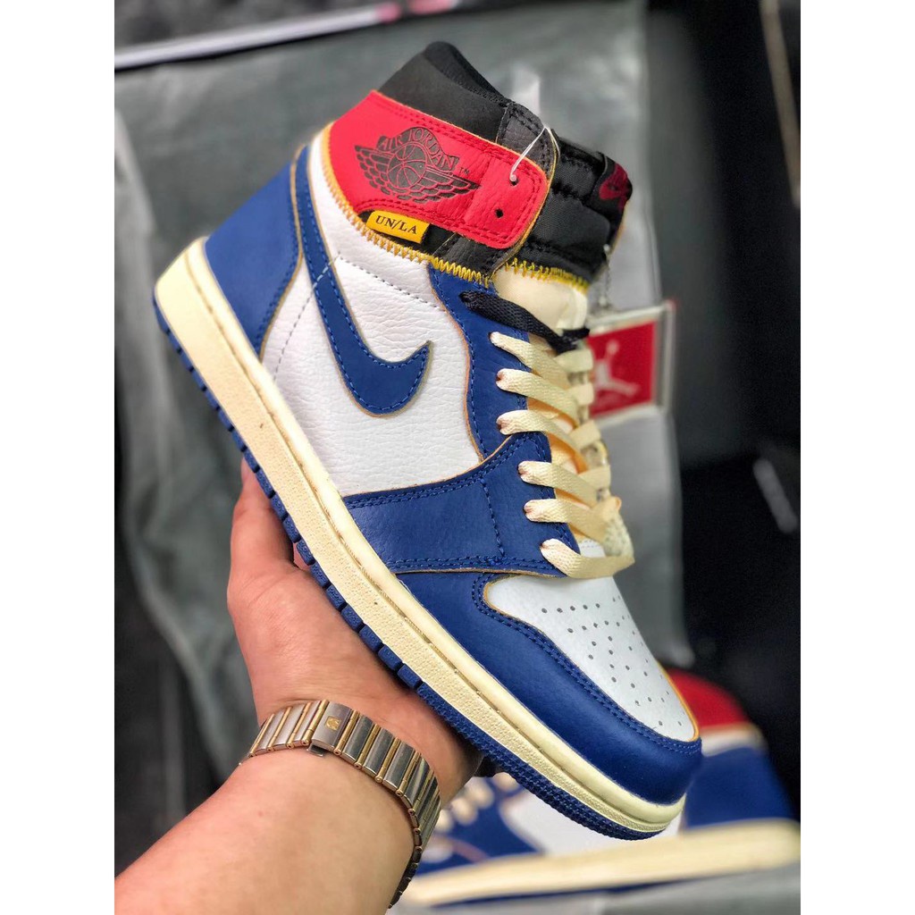 Union X Air Jordan 1 Tênis De Basquete Retrô Og Rng Aj1 Preto / Azul Para Masculino E Mulheres ...