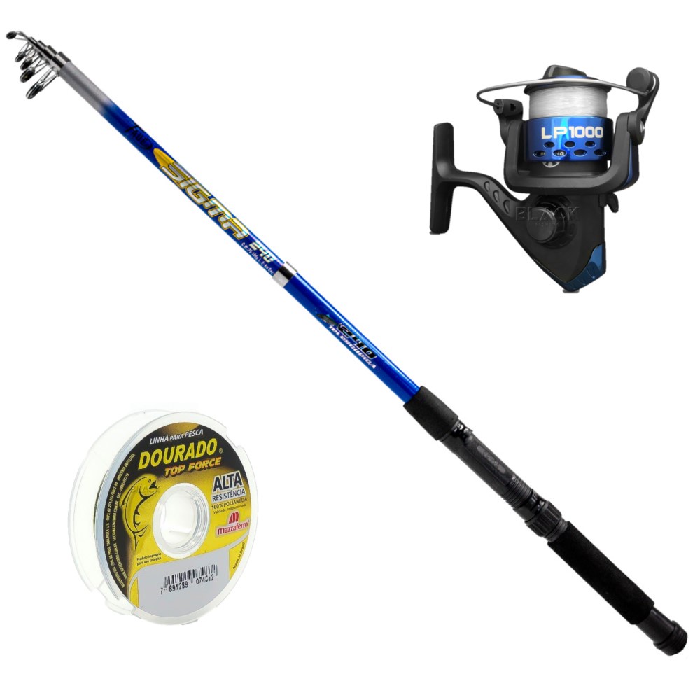Kit Vara de Pesca Telescópica P/ Molinete 2,40M Conjunto Vara Molinete mais Linha | Shopee Brasil