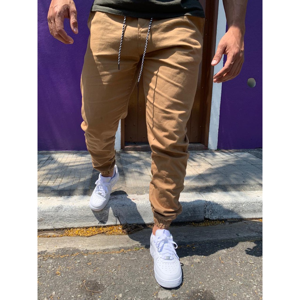 Black Friday Calça Com Elástico Em Sarja Jeans Preto Masculina Jogger