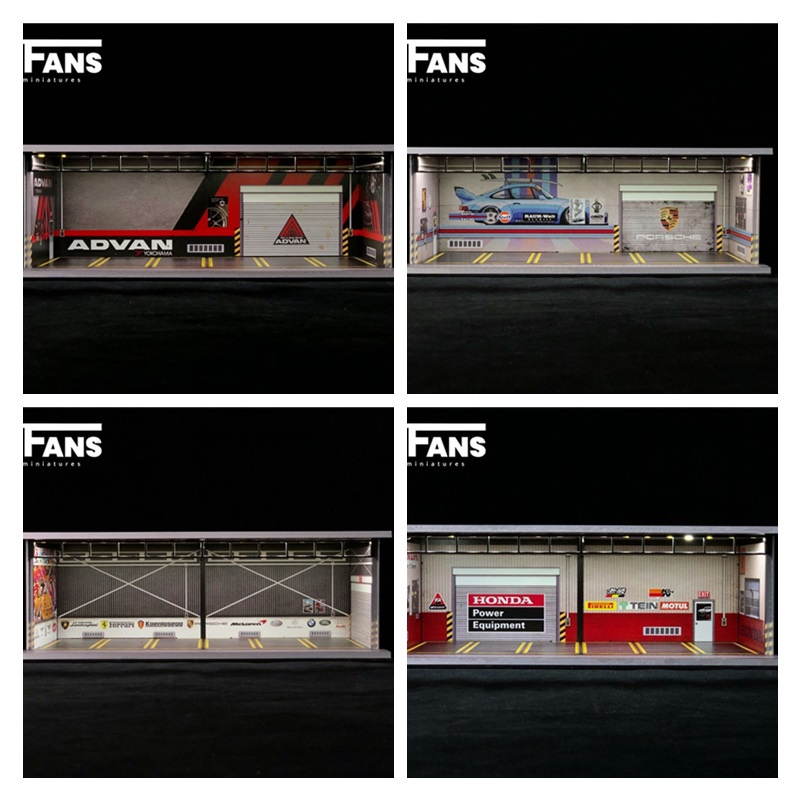 G-FANS 1:64 Assembled Model LED Diorama Garage General/HONDA/ADVAN ...