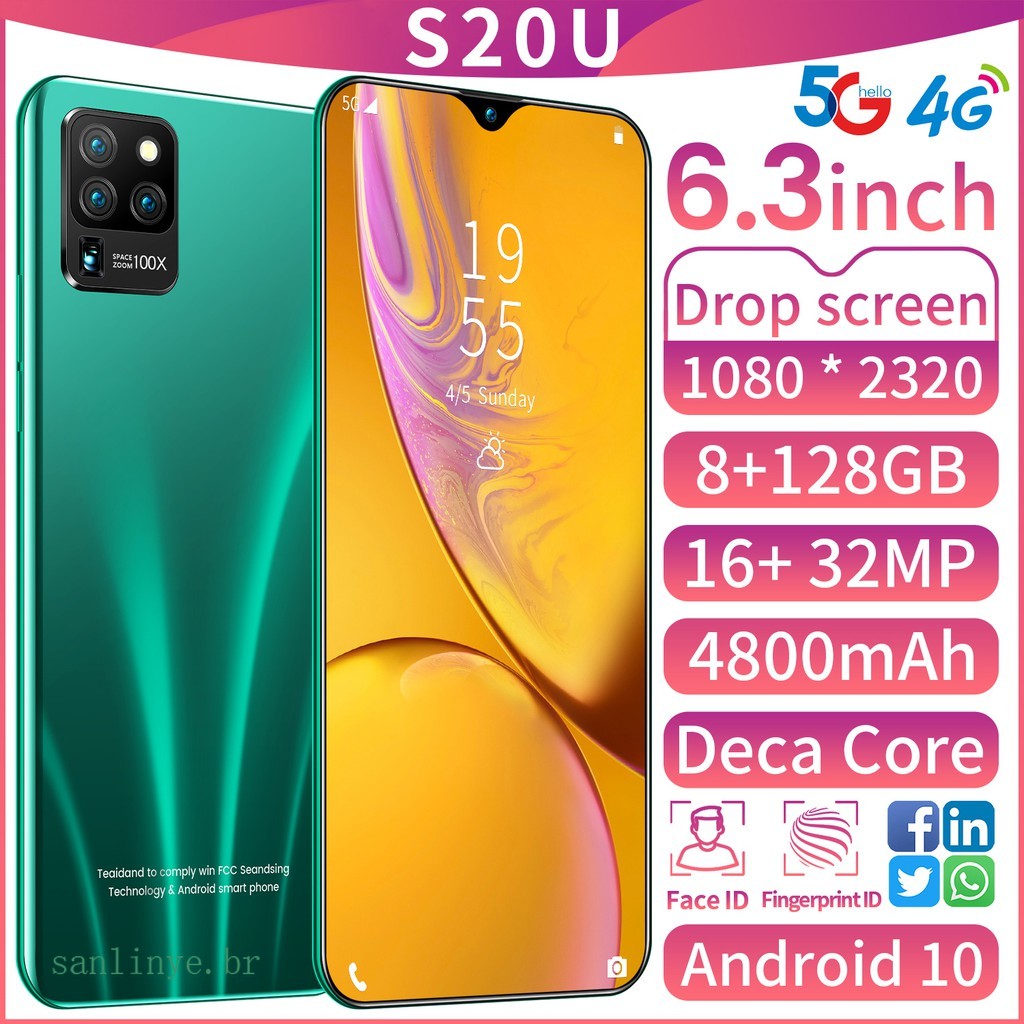 Smartphone Samsung S20U 1 + 8gb 6 / 3 Polegadas Hd Grande Capacidada ...