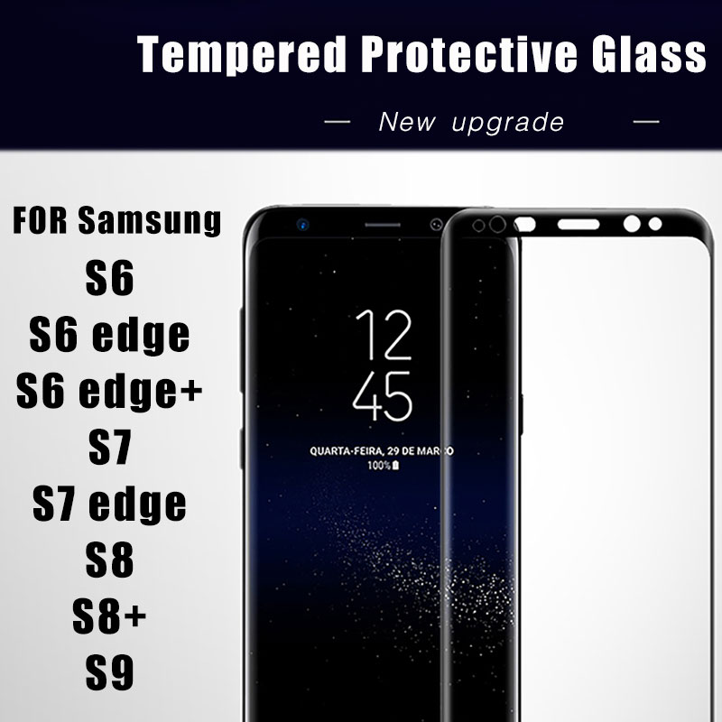9D Vidro Temperado Samsung Galaxy S6 S7 Edge S6 + S8 + S9 S9 + Mais Cobertura Completa , Filme ...
