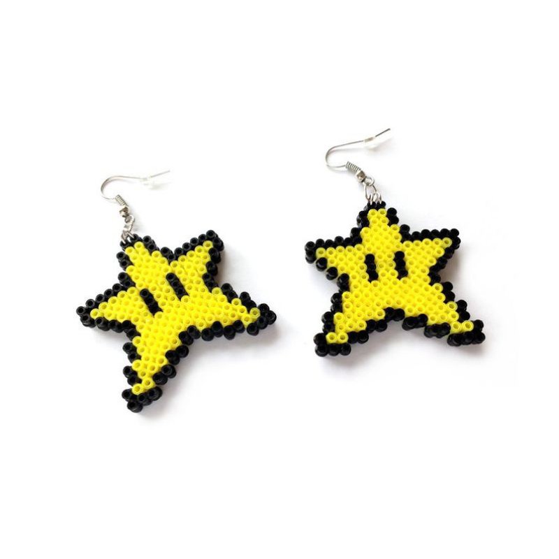 Brincos Estrela "Super Mario Bross" | Pokémon 8 bits - Pixel Art (Hama ...