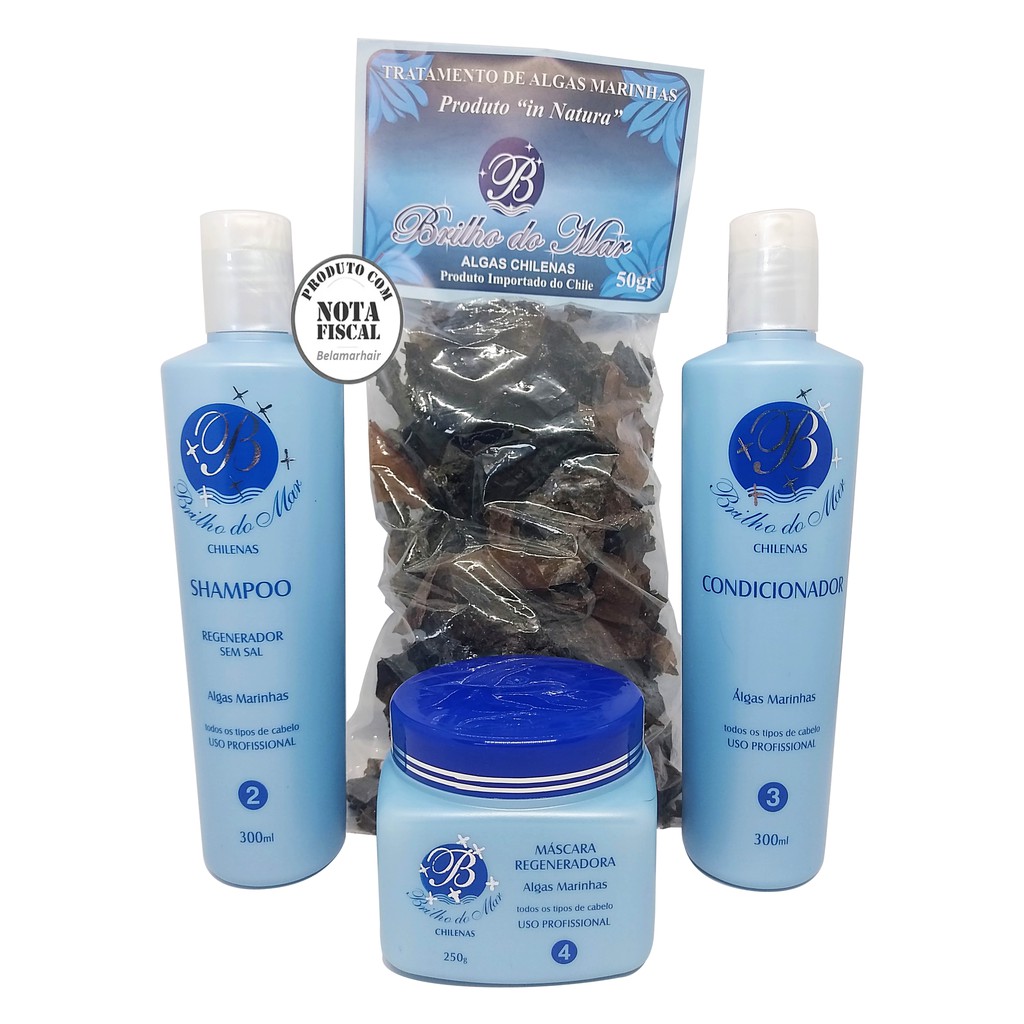 Shampoo Regenerador; Condicionador; Máscara Regeneradora e Algas ...