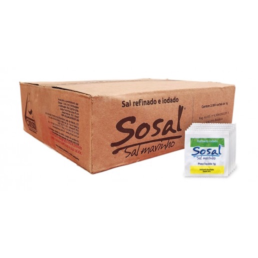 Sal em sache refinado marinho Sosal cx 2000unidades de 1gr | Shopee Brasil