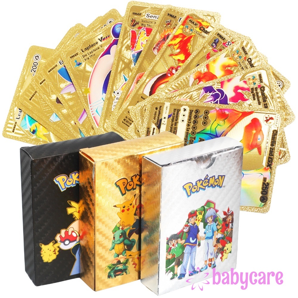 55 Pçs Cartas Gold Metal Pikachu Pokemon - Escorrega o Preço