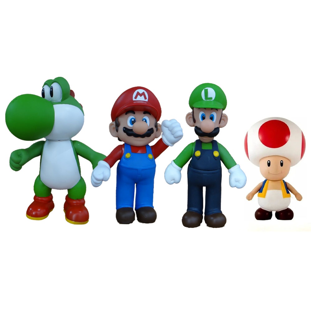 Super Mario, Luigi, Yoshi e Toad - kit 4 bonecos grandes | Shopee Brasil