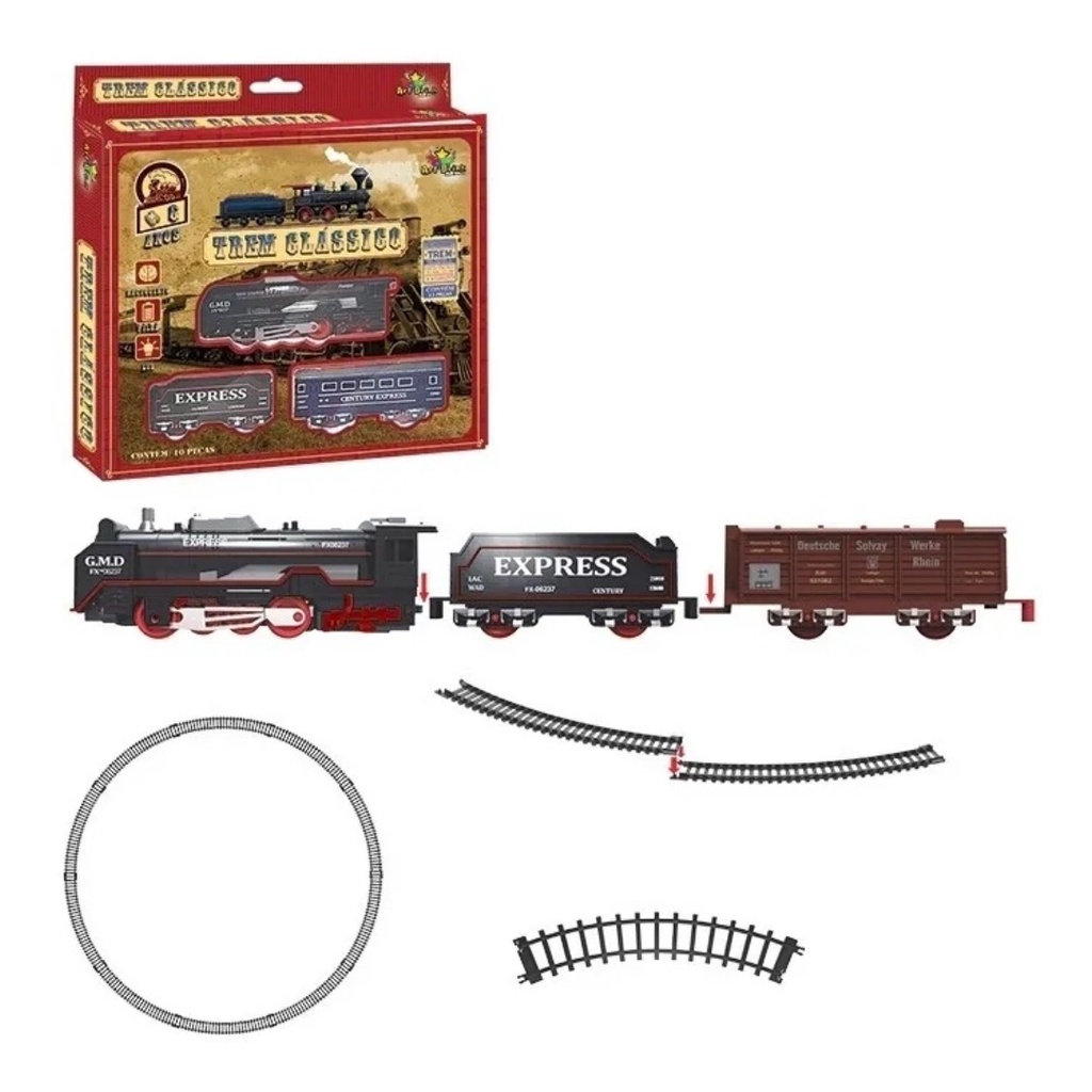 Ferrorama Expresso Trem Locomotiva Trenzinho Eletrico Pilha | Shopee Brasil