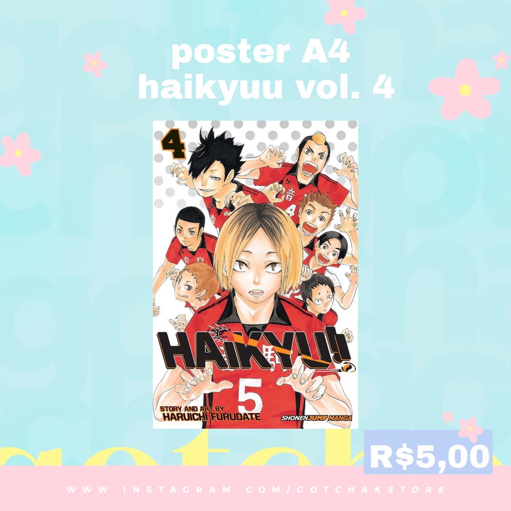 Poster A4 Haikyuu Volume 4 | Anime Poster | Shopee Brasil